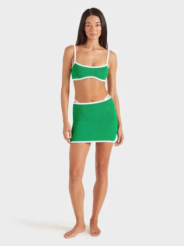 Hunza G Crinkle Devyn Swimskirt/tube Top - Crinkle Emerald/white