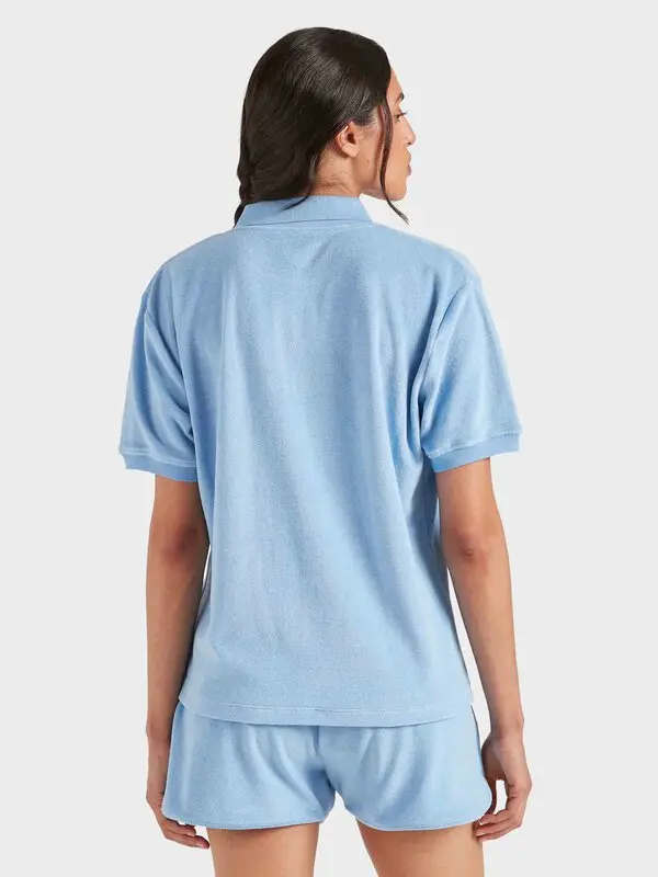 Hunza G Terry Towelling Polo - Cornflower