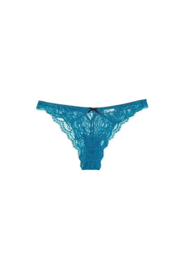 Fleur Du Mal Bianca Lace Cheeky - Aquamarine
