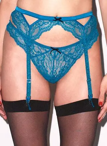 FLEUR DU MAL Bianca Lace Cheeky - Aquamarine