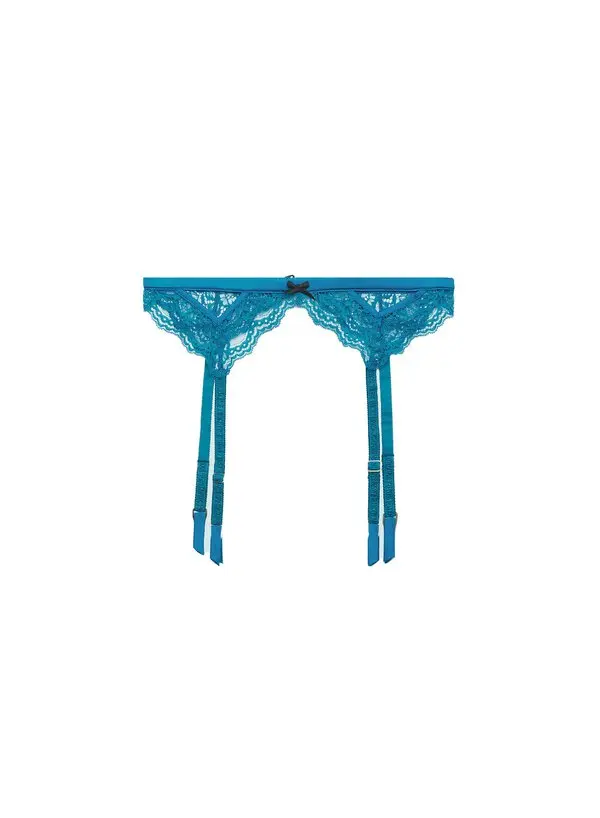 Fleur Du Mal Bianca Lace Garter Belt - Aquamarine
