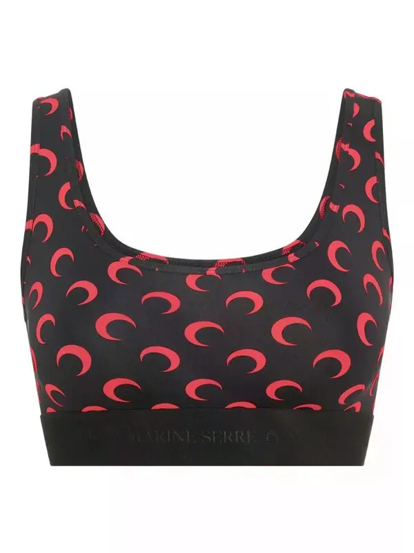 MARINE SERRE Crescent Moon-print Sports Bra - Black
