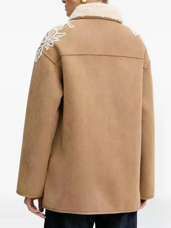 ERMANNO FIRENZE Floral-appliqué Shearling-lined Coat