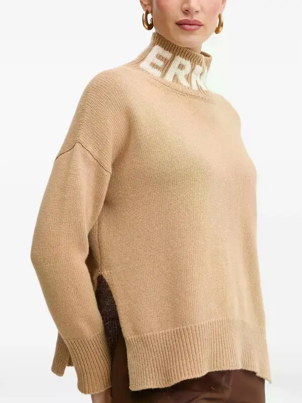 ERMANNO FIRENZE High-neck Long-sleeve Sweater - Neutrals