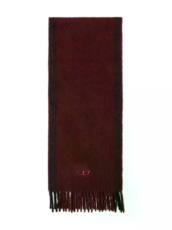 DIESEL® X Fringed Logo Scarf - Red