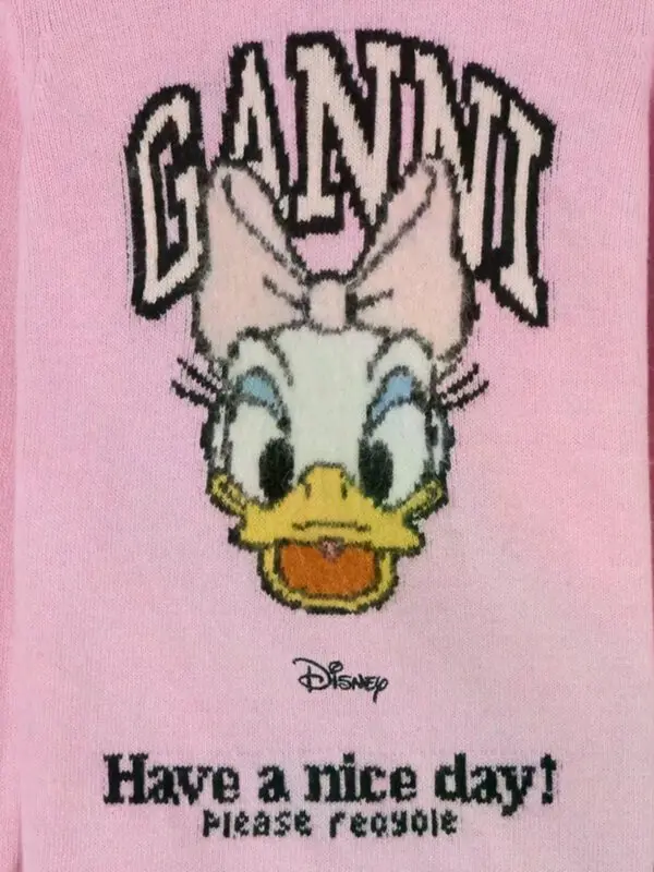 GANNI X Disney Daisy Duck Graphic Wool Sweater - Pink