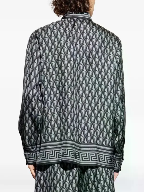 Versace Geometric Print Silk Shirt - Grey