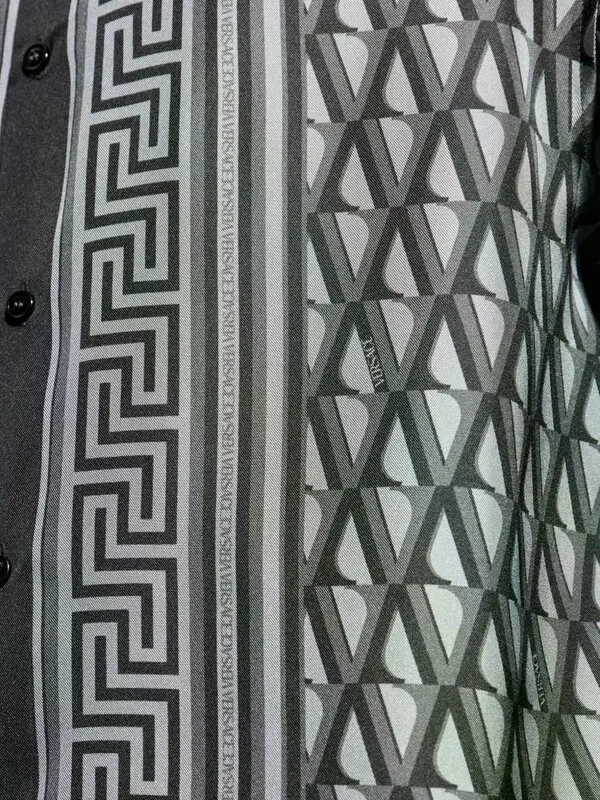 Versace Geometric Print Silk Shirt - Grey