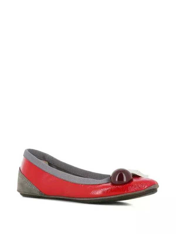 DOVE NUOTANO GLI SQUALI Becky Appliqué Ballet Flats - Red