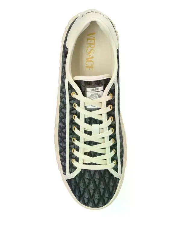 Versace Greca Jacquard Canvas Low-top Sneakers - Black