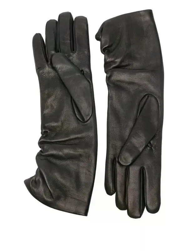 Patrizia Pepe Ruched Leather Gloves