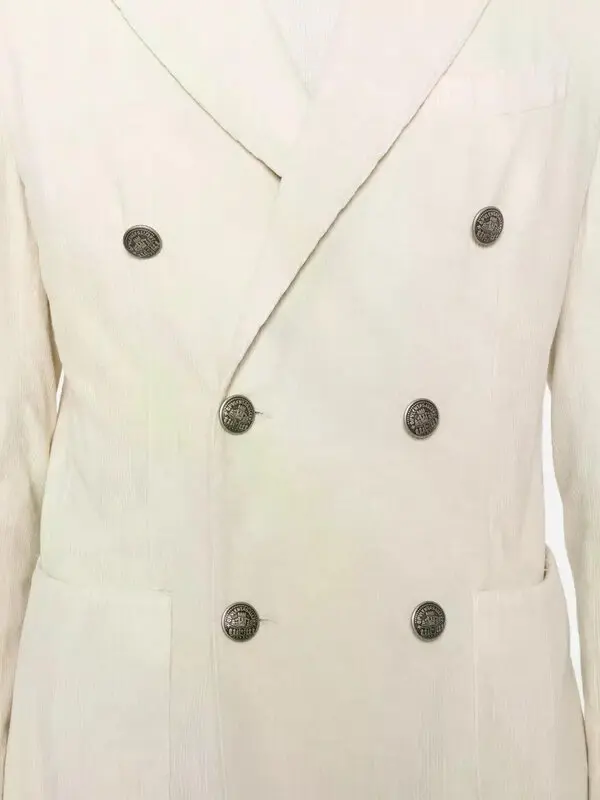 SANTANIELLO Double-breasted Corduroy Blazer - Neutrals