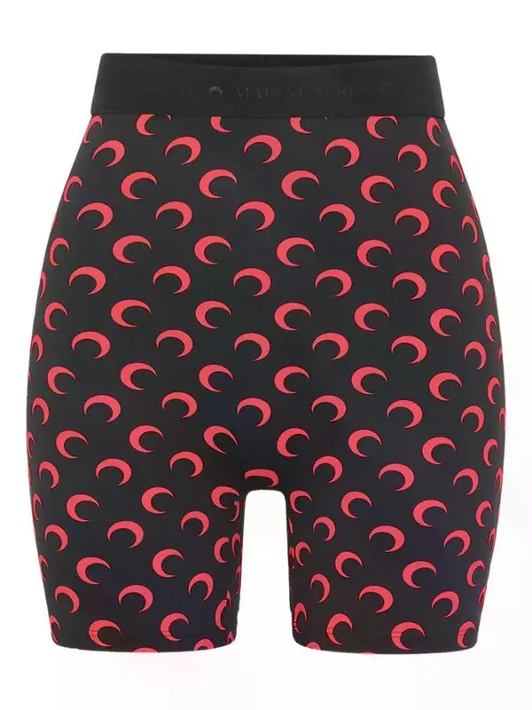MARINE SERRE Crescent Moon Print Biker Shorts - Black