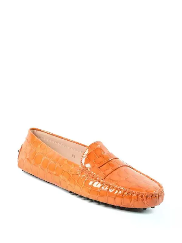 TOD'S Croc-effect Loafers - Orange