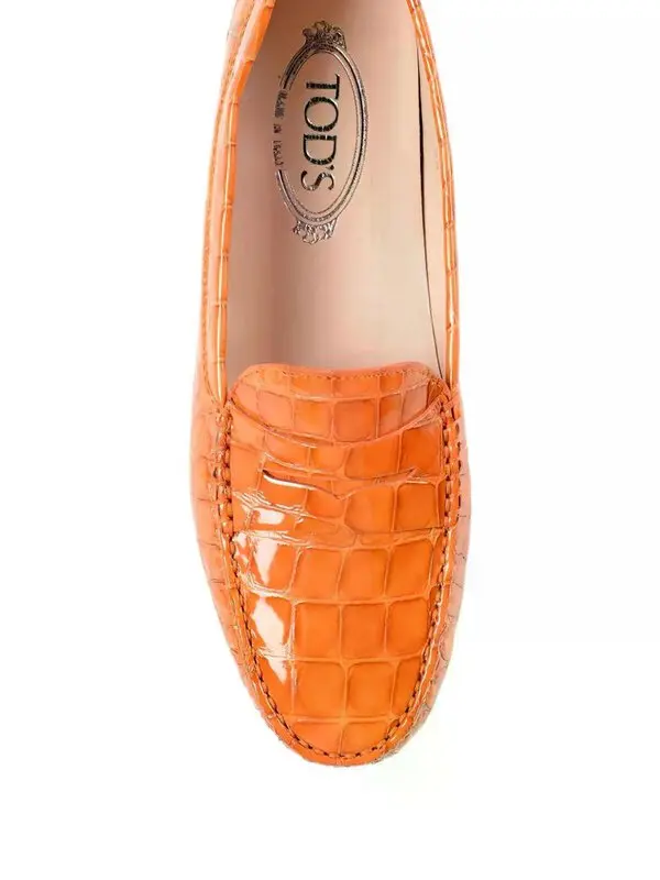 TOD'S Croc-effect Loafers - Orange