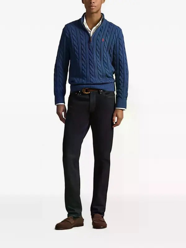 Polo Ralph Lauren Cable-knit Quarter-zip Sweater - Blue