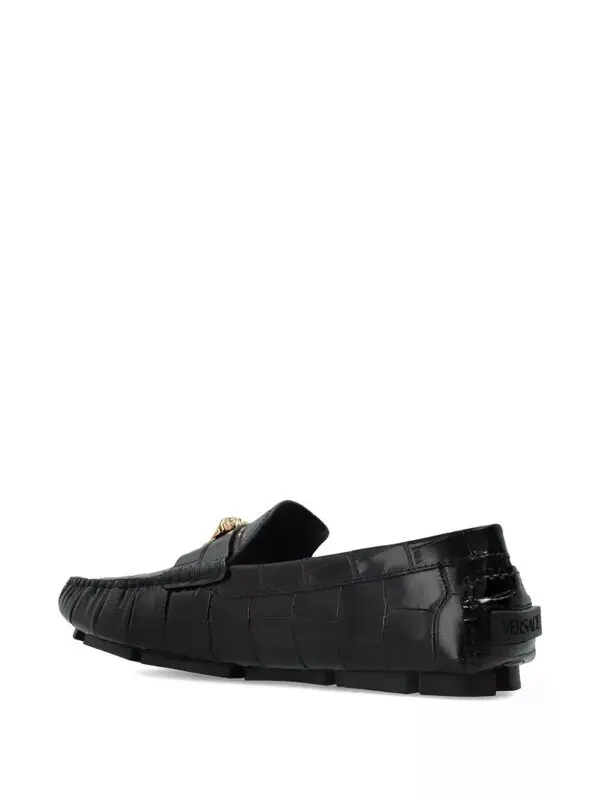 Versace Medusa Croc-effect Leather Driver Loafers
