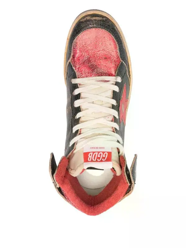 GOLDEN GOOSE Sky Star Laminated High-top Sneakers - Black