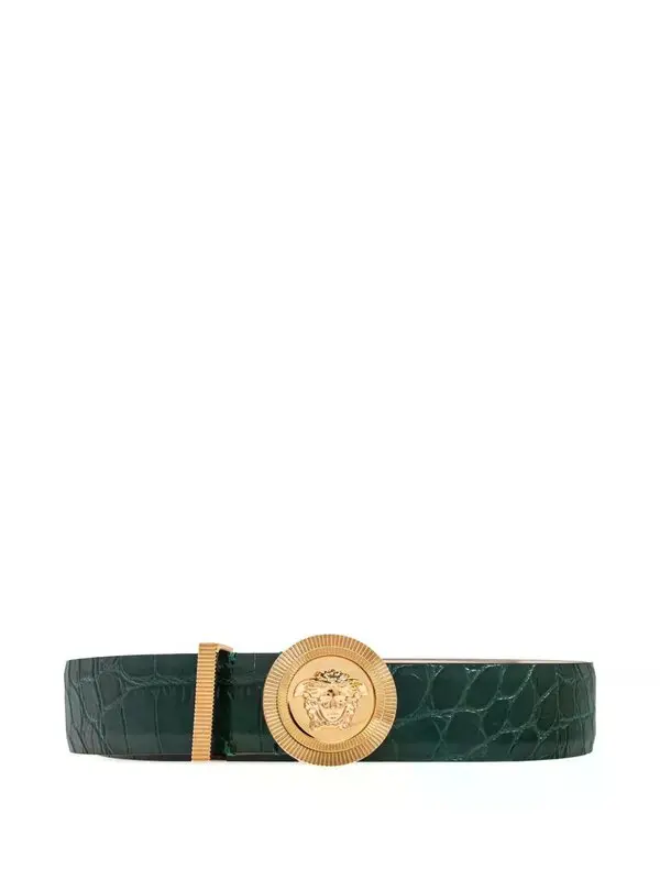 Versace Medusa Head-motif Crocodile-effect Belt - Green