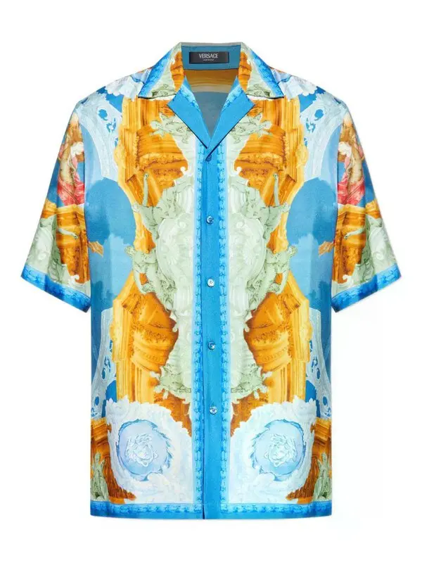 Versace Affresco-print Shirt - Blue