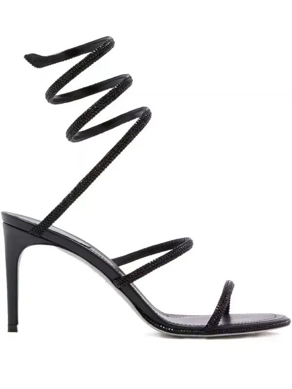 Rene Caovilla 80mm Cleo Strass-spiral Heeled Sandals - Black