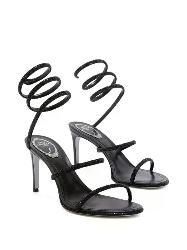 Rene Caovilla 80mm Cleo Strass-spiral Heeled Sandals - Black