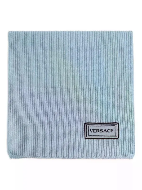 Versace Ribbed Logo-detail Scarf - Blue