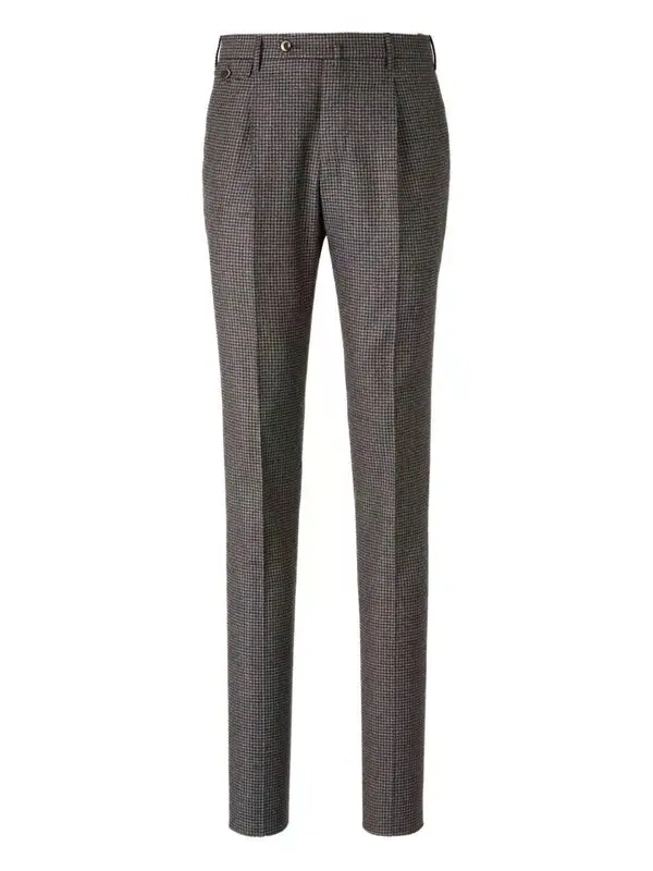 PT TORINO Pleated-front Houndstooth Trousers