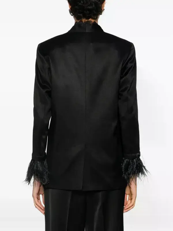 Montedoro Feather-trim Single-button Blazer - Black