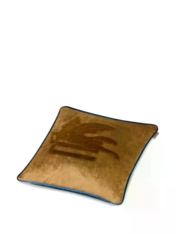 Etro Velvet Pegaso-embroidered Cushion - Brown