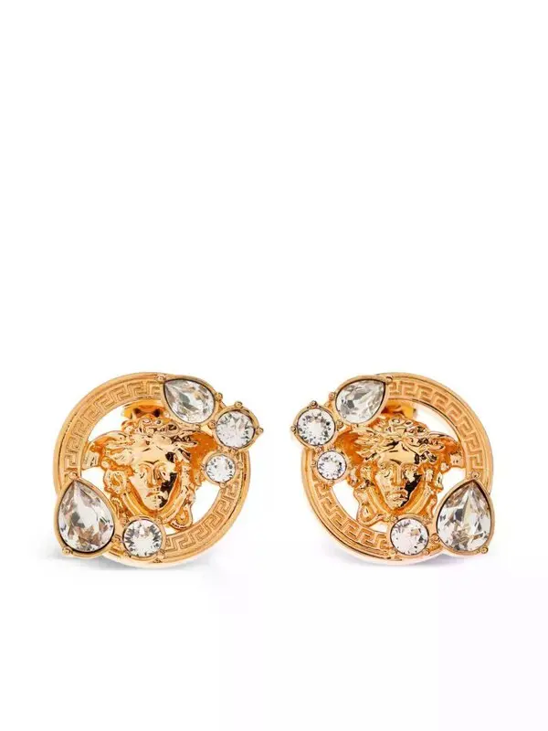 Versace Medusa Head Embellished Stud Earrings - Gold