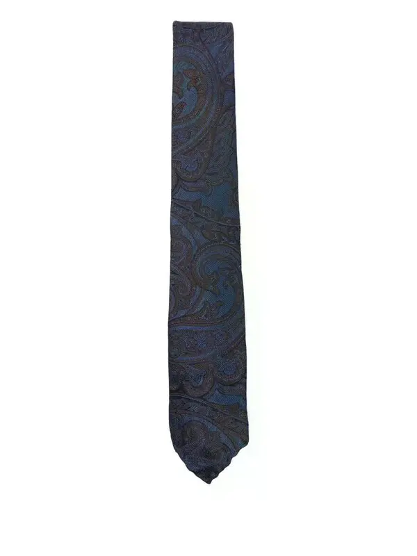 DELL'OGLIO Paisley Neck Tie - Blue