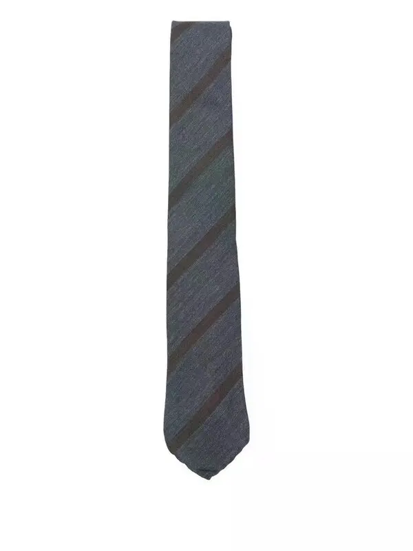 DELL'OGLIO Striped Neck Tie - Grey