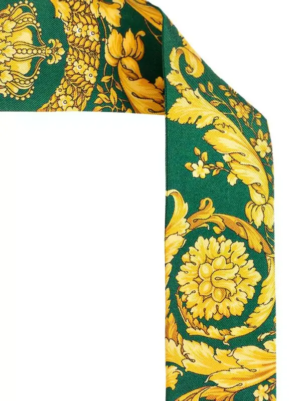 Versace Barocco Print Silk Scarf - Green