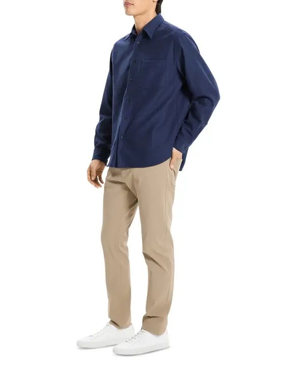 Theory Weekend Short Sleeve Shirt In Spun Flannel - Navy Multi