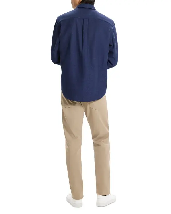 Theory Weekend Short Sleeve Shirt In Spun Flannel - Navy Multi