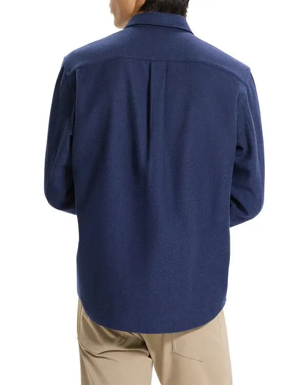 Theory Weekend Short Sleeve Shirt In Spun Flannel - Navy Multi