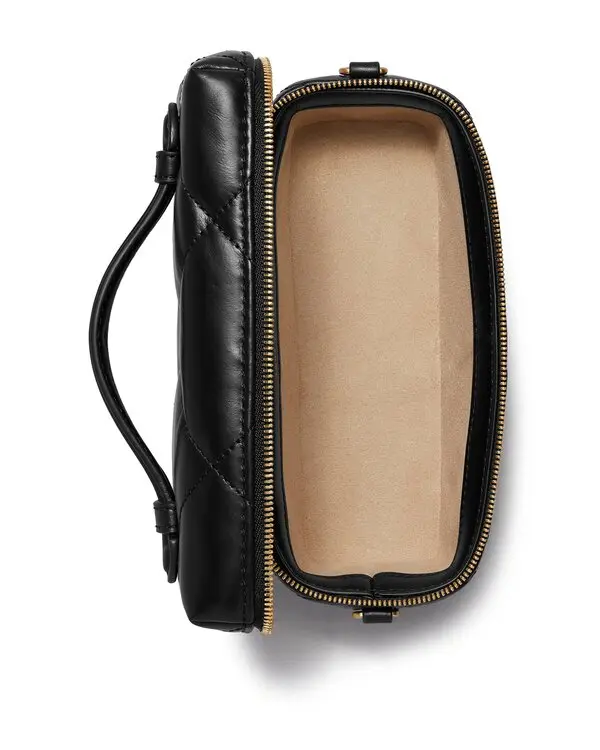 Tory Burch Kira Diamond Quilted Leather Vanity Case - Black