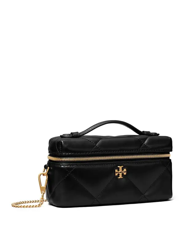 Tory Burch Kira Diamond Quilted Leather Vanity Case - Black