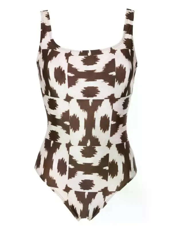 LENNY NIEMEYER Ikat Patchwork Print Swimsuit - White
