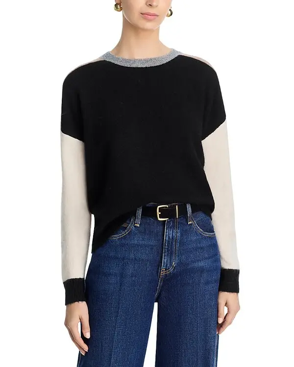 Aqua Colorblock Crewneck Sweatshirt - Black Multi