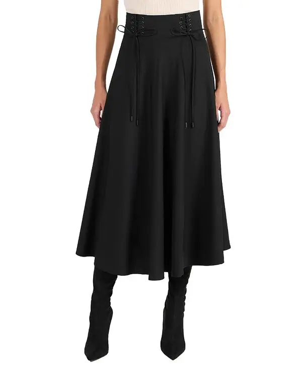 Santorelli Aster Full Midi Skirt With Leather Lacing