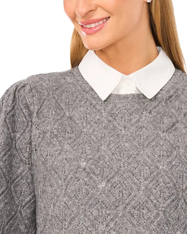 Ted Baker London Rumer Pointelle Twofer Sweater - Fossil