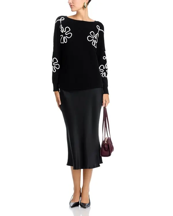 SIONI Crewneck Soutache Sweater - Black/ Eggshell