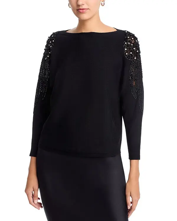 SIONI Illusion Lace Dolman Sleeve Sweater