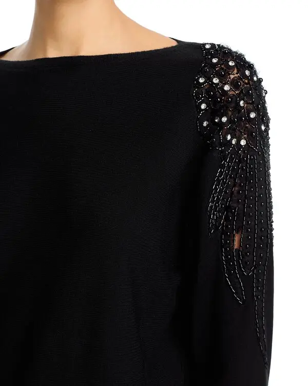 SIONI Illusion Lace Dolman Sleeve Sweater