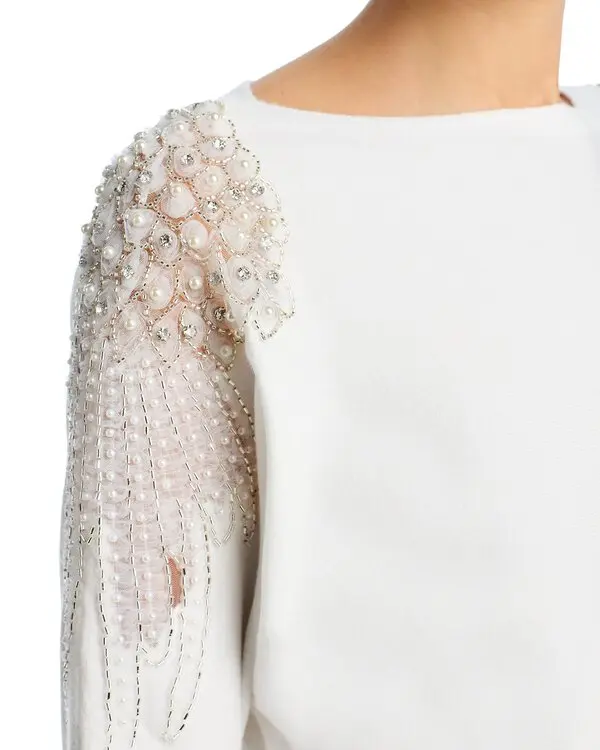 SIONI Illusion Lace Dolman Sleeve Sweater - Eggshell