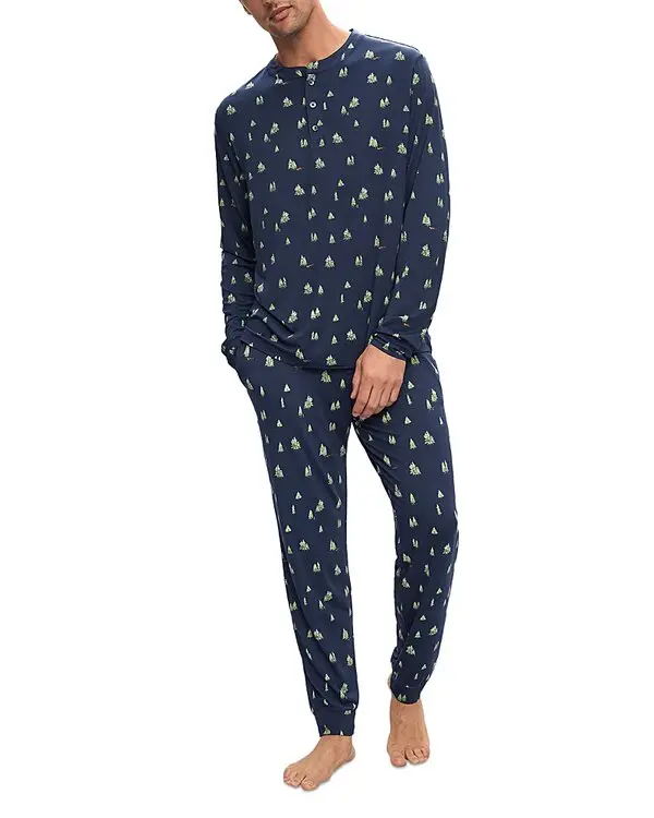 Eberjey Henry Printed Long Pajama Set - Forest Pine