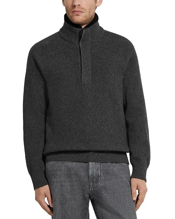 Zegna Oasi Cashmere Quarter-zip Sweater - Dark Grey Mélange