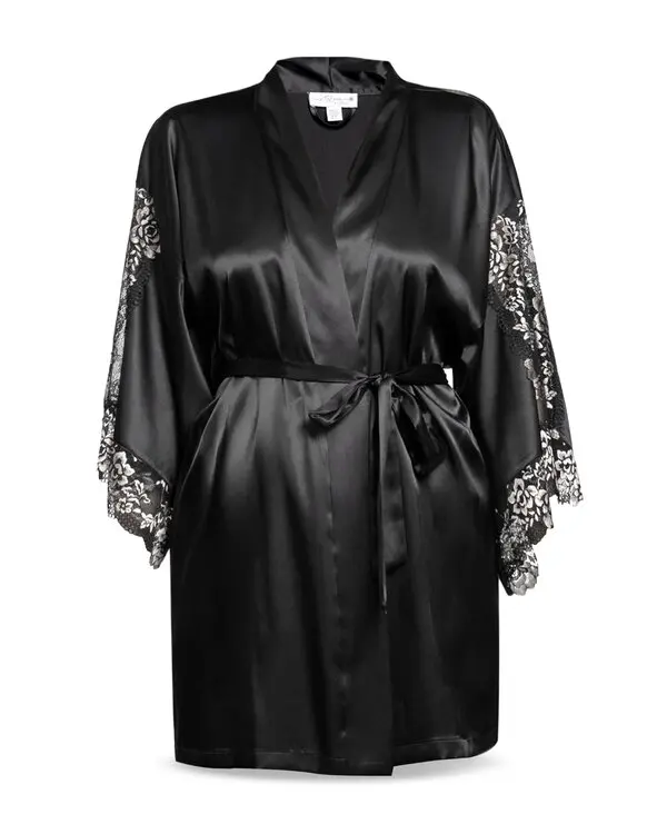 IN BLOOM BY JONQUIL Lace Trim Satin Wrap Robe